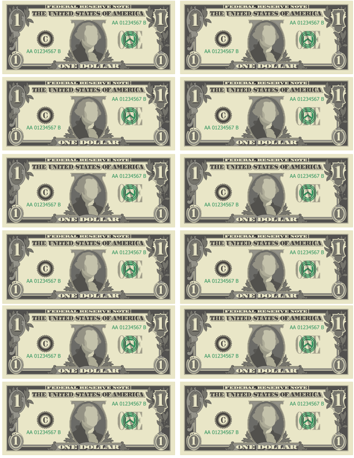 Printable Money - One Dollar Bill