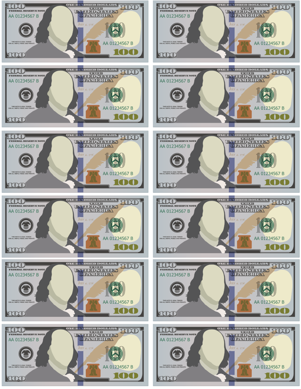 Printable Money - One Hundred Dollar Bill